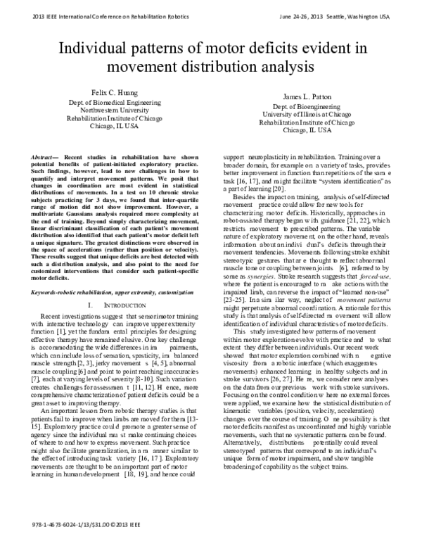 (PDF) Individual patterns of motor deficits evident in movement ...