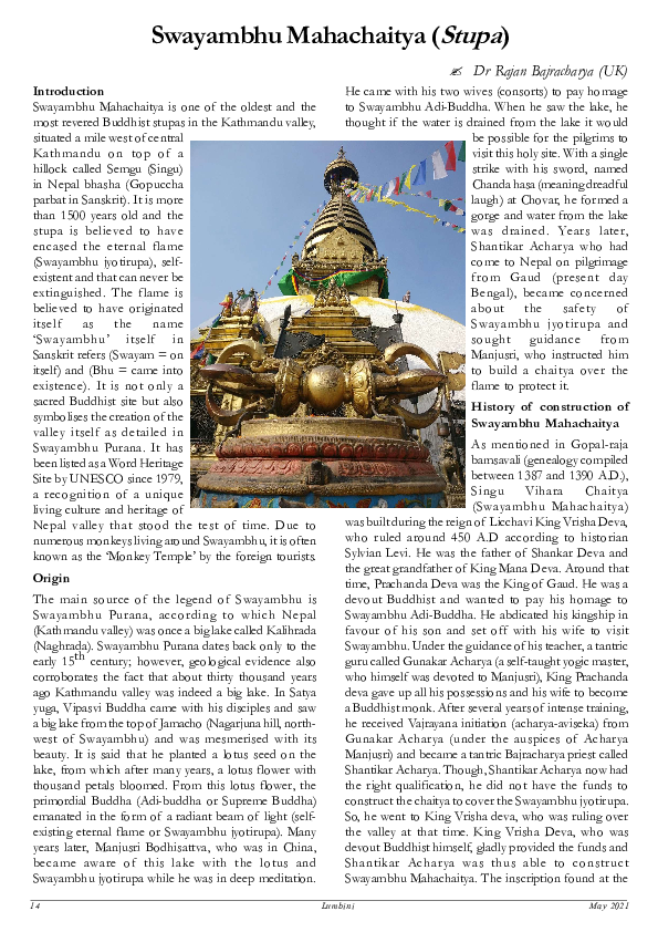 (PDF) Swayambhu Mahachaitya (Stupa