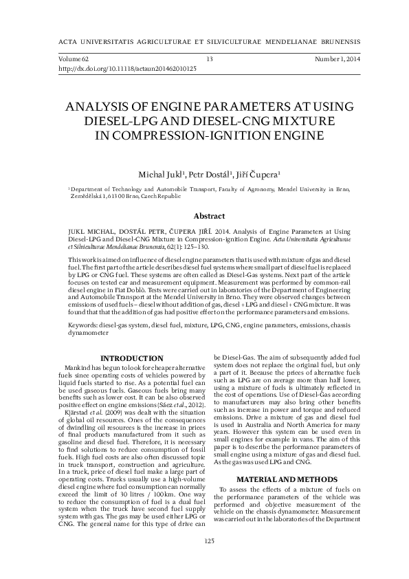 (PDF) Analysis of Engine Parameters at Using Diesel-LPG and Diesel-CNG Mixture in Compression ...