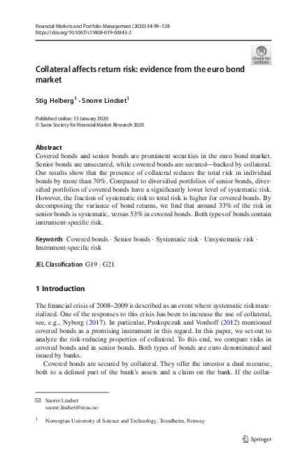 (PDF) Collateral Affects Return Risk: Evidence From the Euro Bond Market
