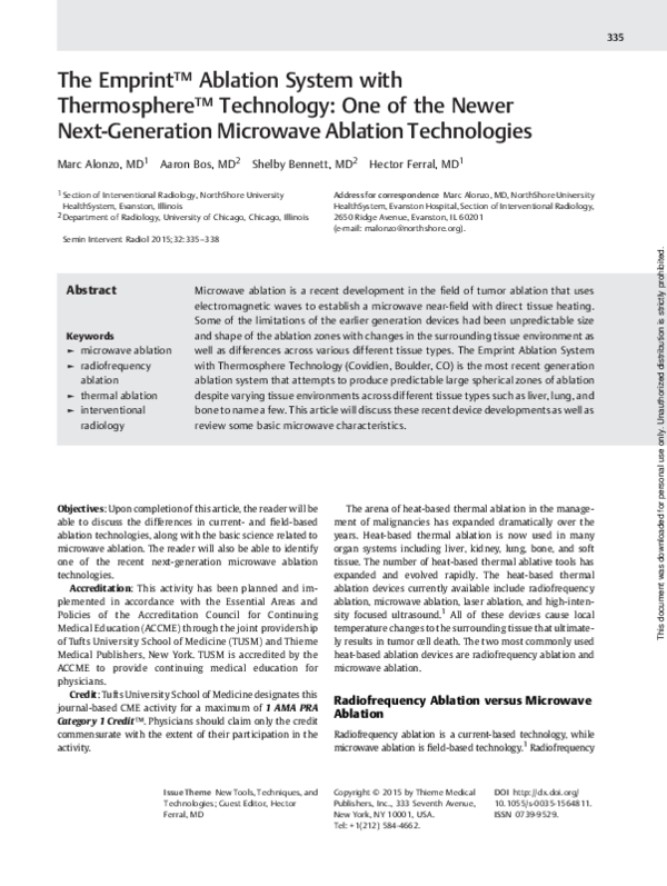 (PDF) The Emprint™ Ablation System with Thermosphere™ Technology: One ...