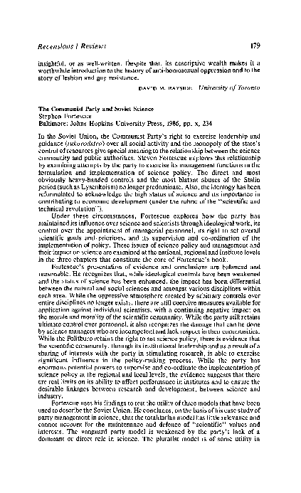 (PDF) The Communist Party and Soviet Science Stephen Fortescue ...
