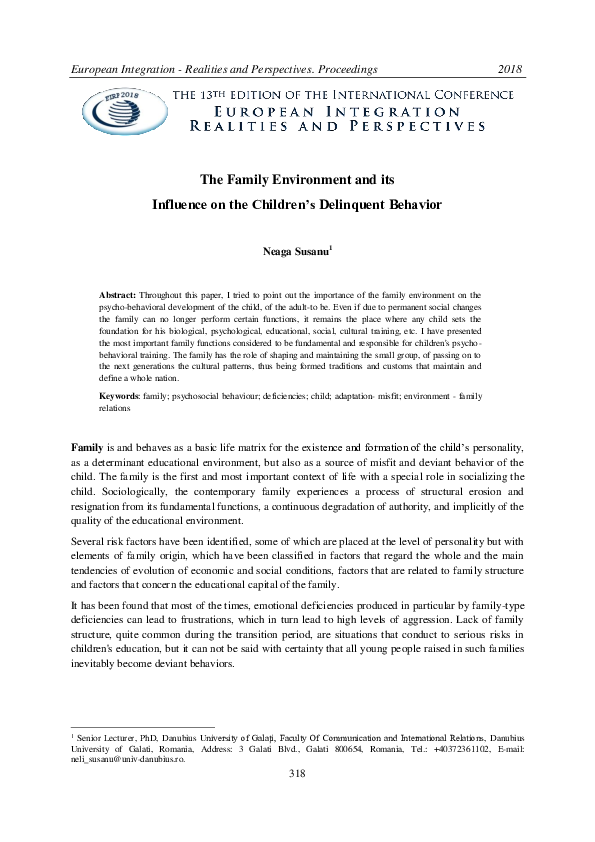 (PDF) The Family Environment and its Influence on the Children’s ...