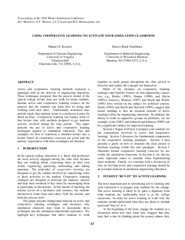 (PDF) Using cooperative learning to activate your simulation classroom