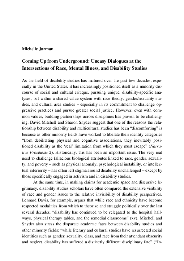 (PDF) Coming Up from Underground: Uneasy Dialogues at the Intersections ...