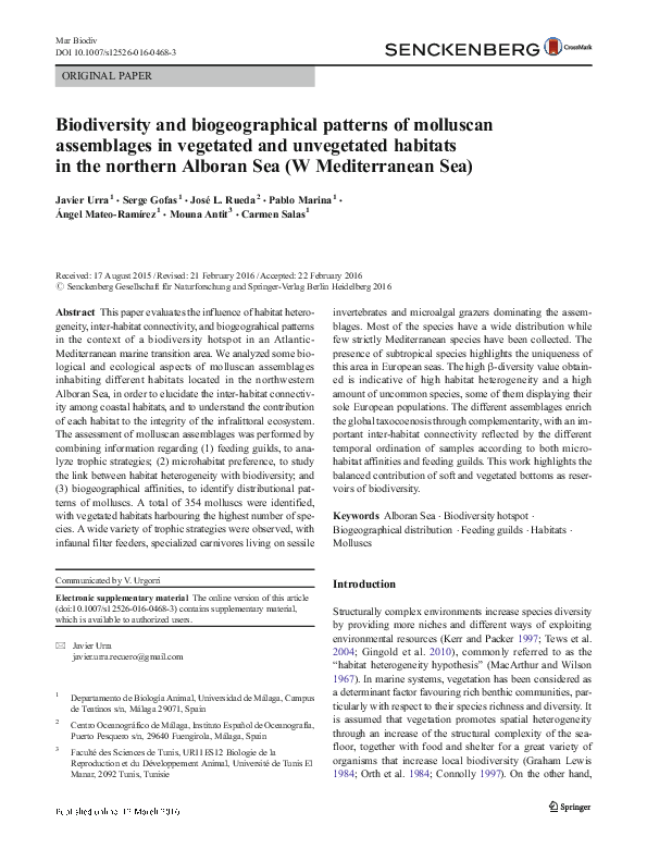 (PDF) Biodiversity and biogeographical patterns of molluscan ...