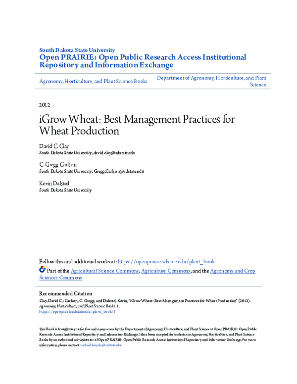(PDF) iGrow Wheat: Best Management Practices for Wheat Production