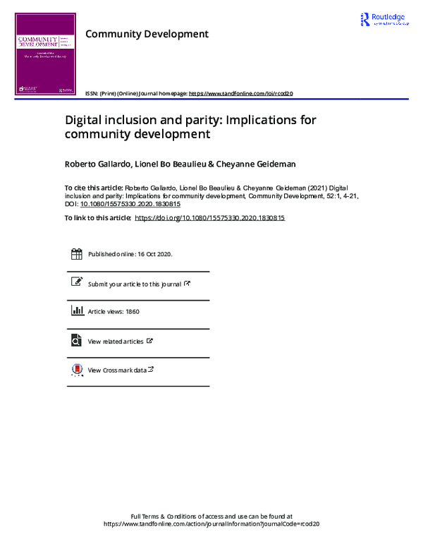 (PDF) Digital inclusion and parity: Implications for community development