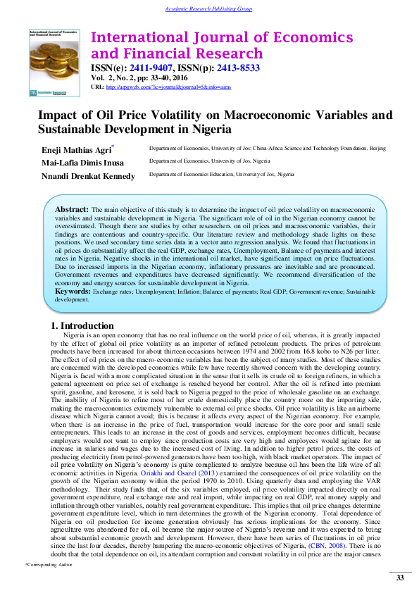 (PDF) Impact of Oil Price Volatility on Macroeconomic Variables and ...