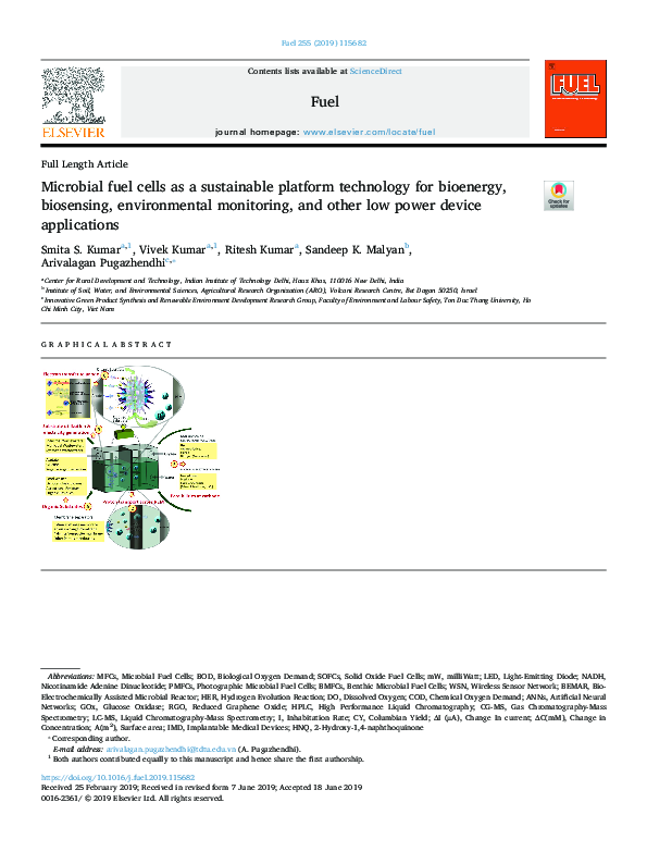 (PDF) Microbial fuel cells as a sustainable platform technology for bioenergy, biosensing ...