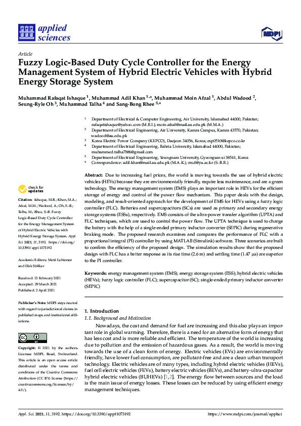 (PDF) Fuzzy Logic-Based Duty Cycle Controller for the Energy Management System of Hybrid ...