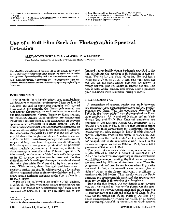 (PDF) Use of a Roll Film Back for Photographic Spectral Detection