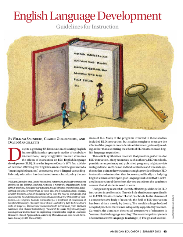 (PDF) English Language Development: Guidelines for Instruction