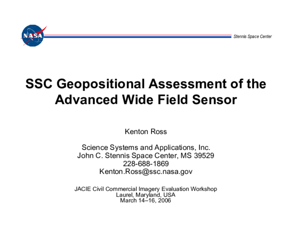 (PDF) SSC Geopositional Assessment of the Advanced Wide Field Sensor