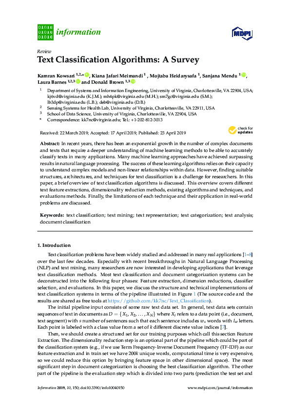 (PDF) Text Classification Algorithms: A Survey