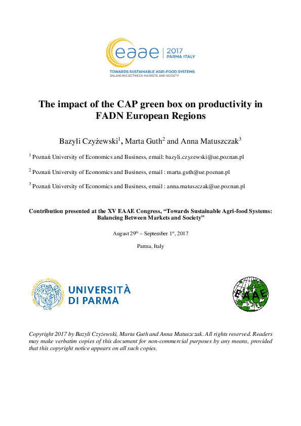 (PDF) The impact of the CAP green box on productivity in FADN European ...