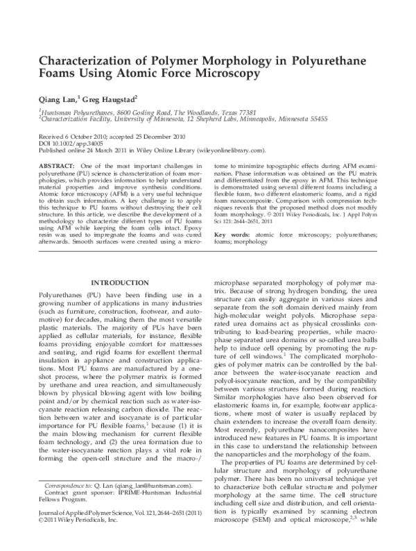 (PDF) Characterization of polymer morphology in polyurethane foams ...