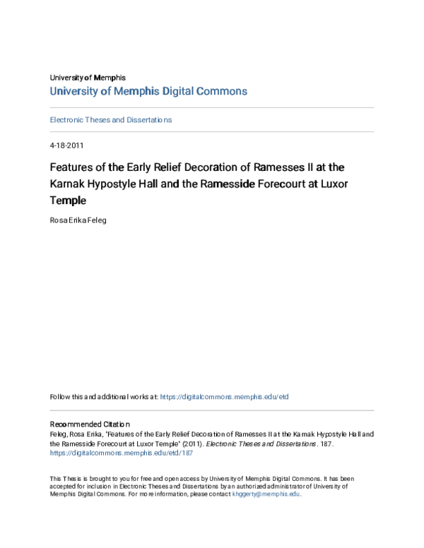 (PDF) Features of the Early Relief Decoration of Ramesses II at the ...