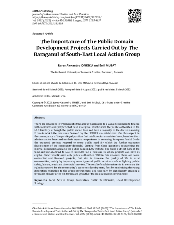 (PDF) The Importance of The Public Domain Development Projects Carried ...