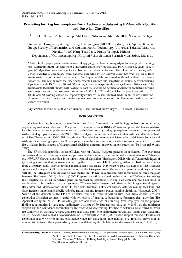 (PDF) Predicting Hearing Loss Symptoms from Audiometry Data Using ...