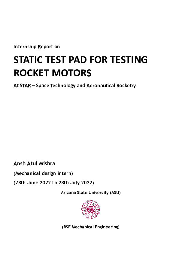 (PDF) Design and analysis of a rocket motor Static Test Pad
