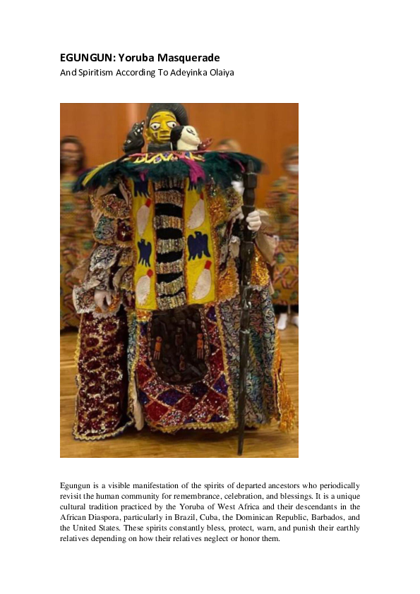 (PDF) EGUNGUN: Yoruba Masquerade