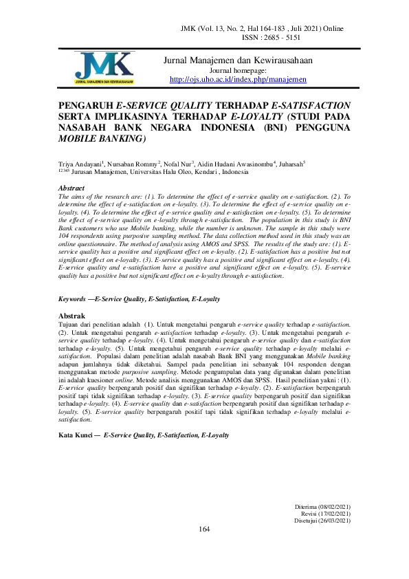 (PDF) Pengaruh E-Service Quality Terhadap E-Satisfaction Serta Implikasinya Terhadap E-Loyalty ...