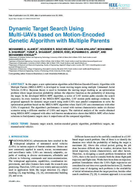 (PDF) Dynamic Target Search Using Multi-UAVs based on Motion-Encoded Genetic Algorithm with ...