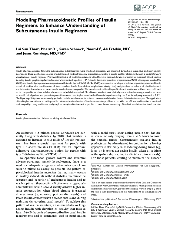 (PDF) Modeling Pharmacokinetic Profiles of Insulin Regimens to Enhance ...