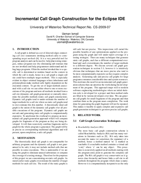 (PDF) Incremental Call Graph Construction for the Eclipse IDE