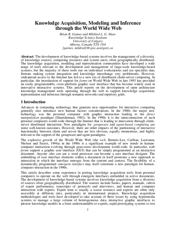 (PDF) Knowledge acquisition, modelling and inference through the World ...