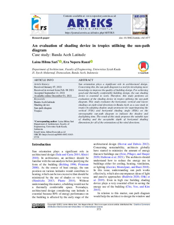 (PDF) An evaluation of shading device in tropics utilising the sun-path ...