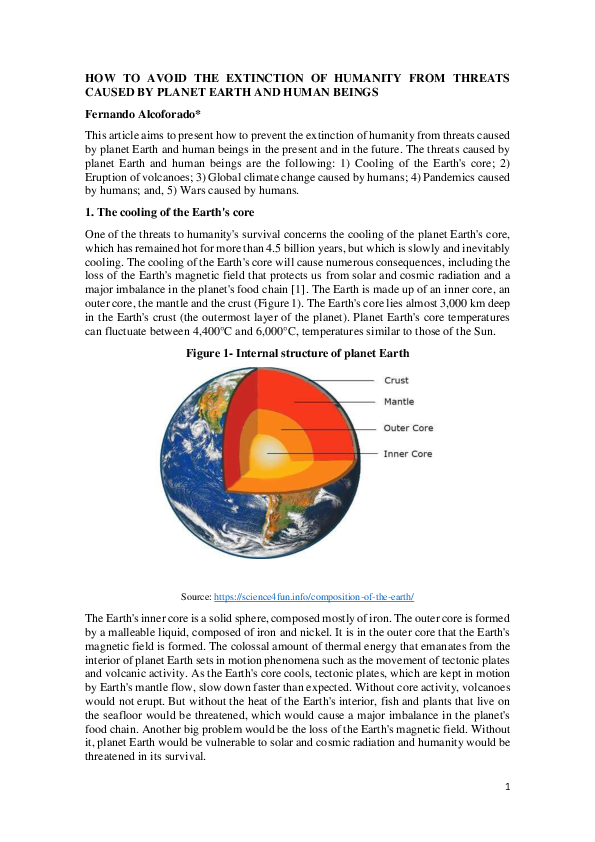 (PDF) HOW TO AVOID THE EXTINCTION OF HUMANITY FROM THREATS CAUSED BY ...