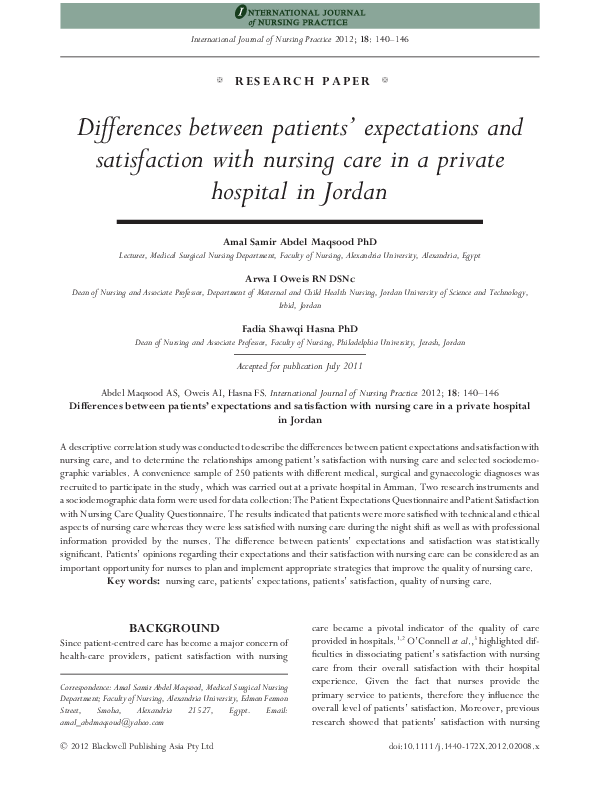 (PDF) Differences between patients' expectations and satisfaction with ...