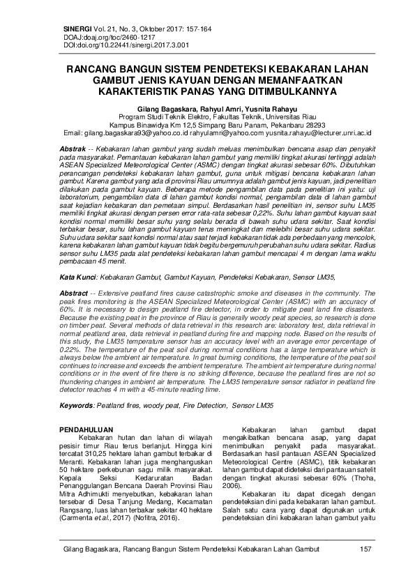 (PDF) Rancang Bangun Sistem Pendeteksi Kebakaran Lahan Gambut Jenis ... (PDF) Rancang Bangun Sistem Pendeteksi Kebakaran Lahan Gambut Jenis ...