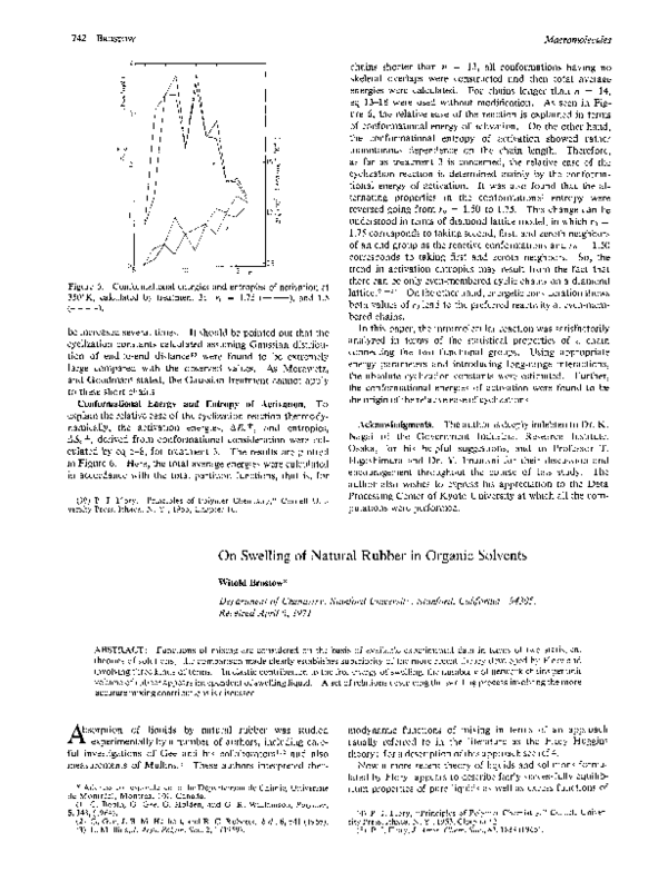 (PDF) On Swelling of Natural Rubber in Organic Solvents