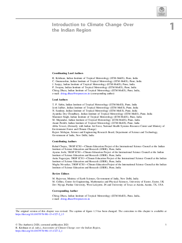 (PDF) Introduction to Climate Change Over the Indian Region