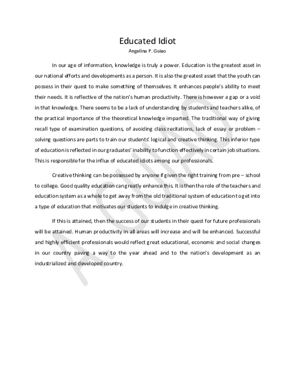 (PDF) Educated Idiot