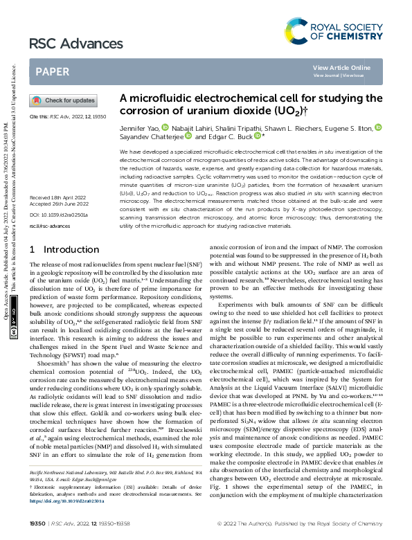 (PDF) A microfluidic electrochemical cell for studying the corrosion of ...