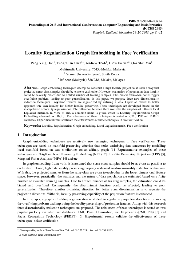 (PDF) Locality Regularization Graph Embedding in Face Verification