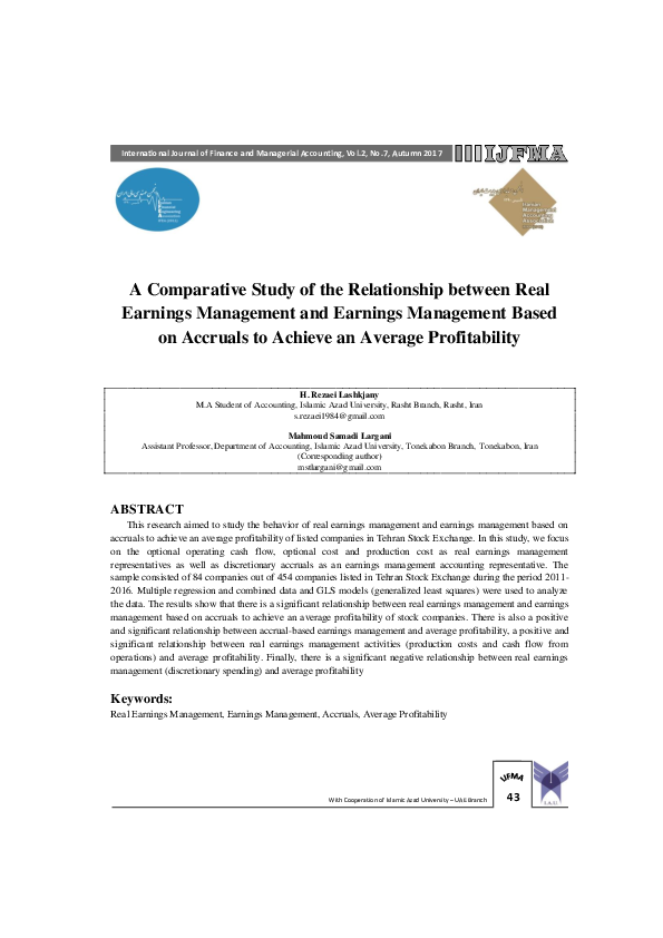 (PDF) A Comparative Study of the Relationship between Real Earnings ...