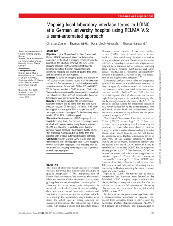 (PDF) Mapping local laboratory interface terms to LOINC at a German ...