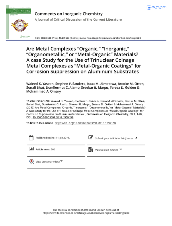 (PDF) Are Metal Complexes “Organic,” “Inorganic,” “Organometallic,” or ...