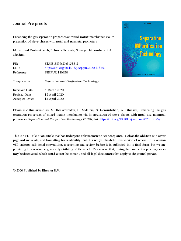 (PDF) Enhancing the gas separation properties of mixed matrix membranes ...