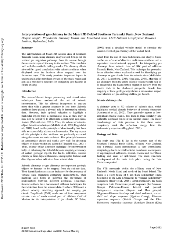 (PDF) Interpretation of gas chimney in the Maari 3D field of southern ...