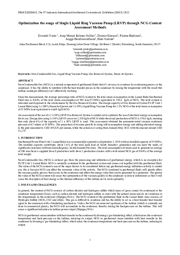 (PDF) OPTIMIZATION THE USAGE OF SINGLE LIQUID RING VACUUM PUMP (LRVP ...