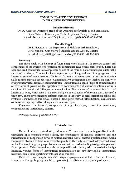 (PDF) Communicative Competence in Training Interpreters