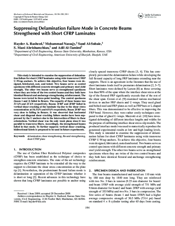 (PDF) Suppressing Delamination Failure Mode in Concrete Beams ...