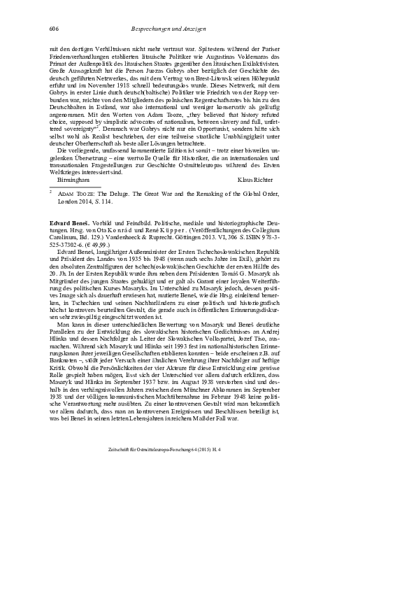 (PDF) Ota Konrád, René Küpper (Hrsg.), Edvard Beneš: Vorbild und ...