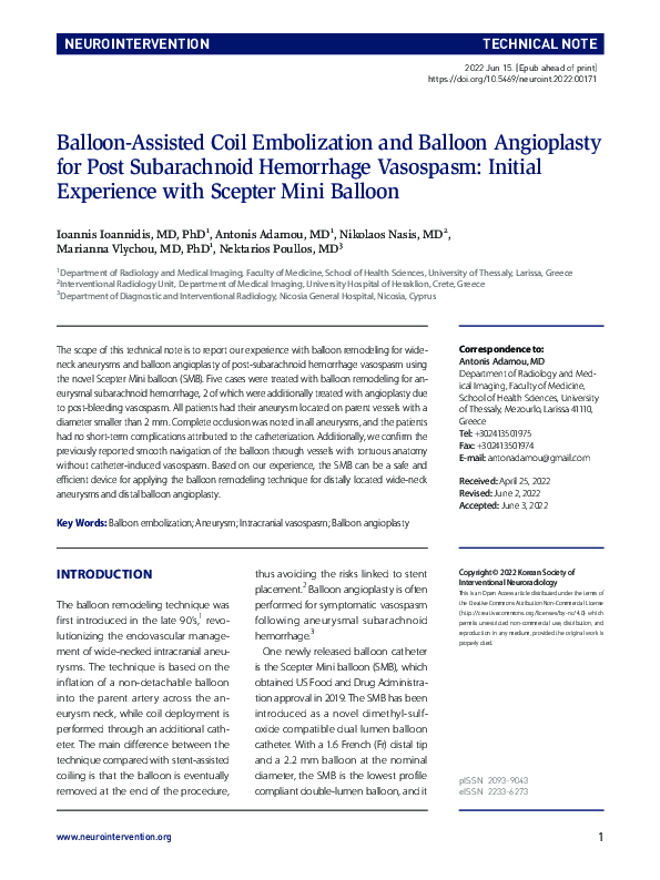 (PDF) Balloon-Assisted Coil Embolization and Balloon Angioplasty for ...